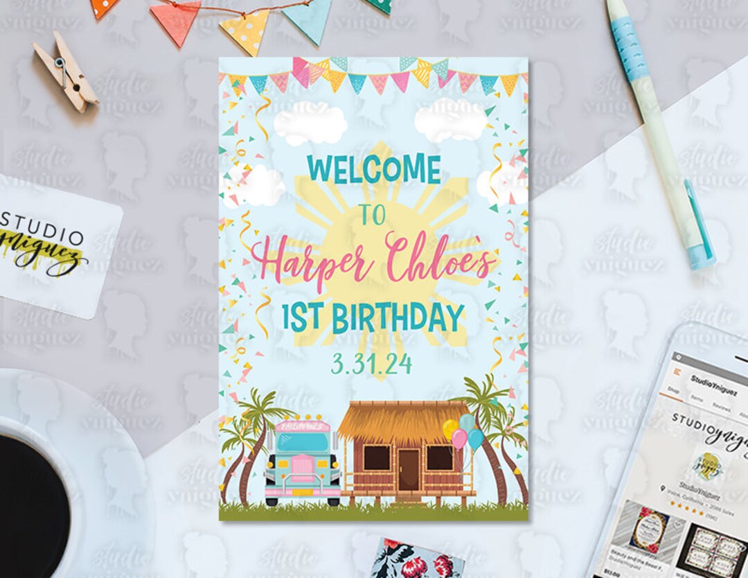 Filipino Fiesta Printable 24" X 36" Welcome Sign, Customized Fiesta ...