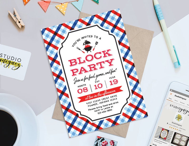 Block Party Printable Invitation Printable 5 X 7 | Etsy