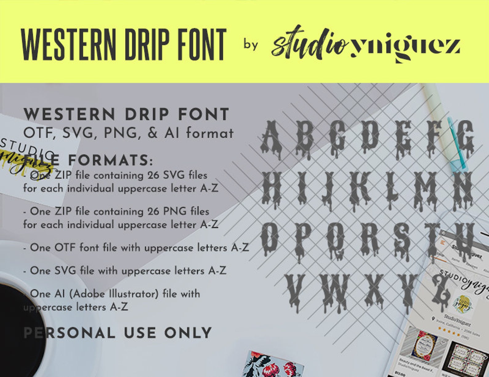 Western Drip Alphabet Western Drip Font Cowboy Drip Font - Etsy