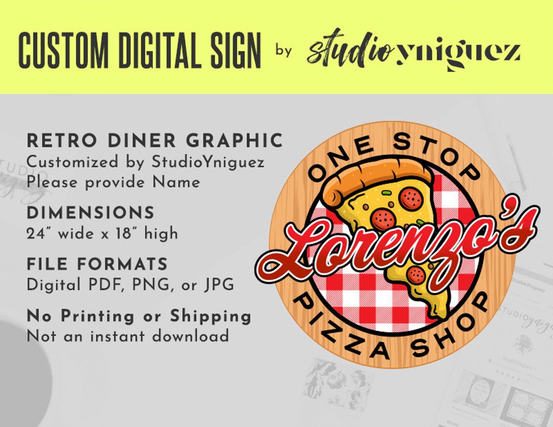 Custom Pizza Sign, Personalized Birthday Party Sign, 24" X 18" Digital ...