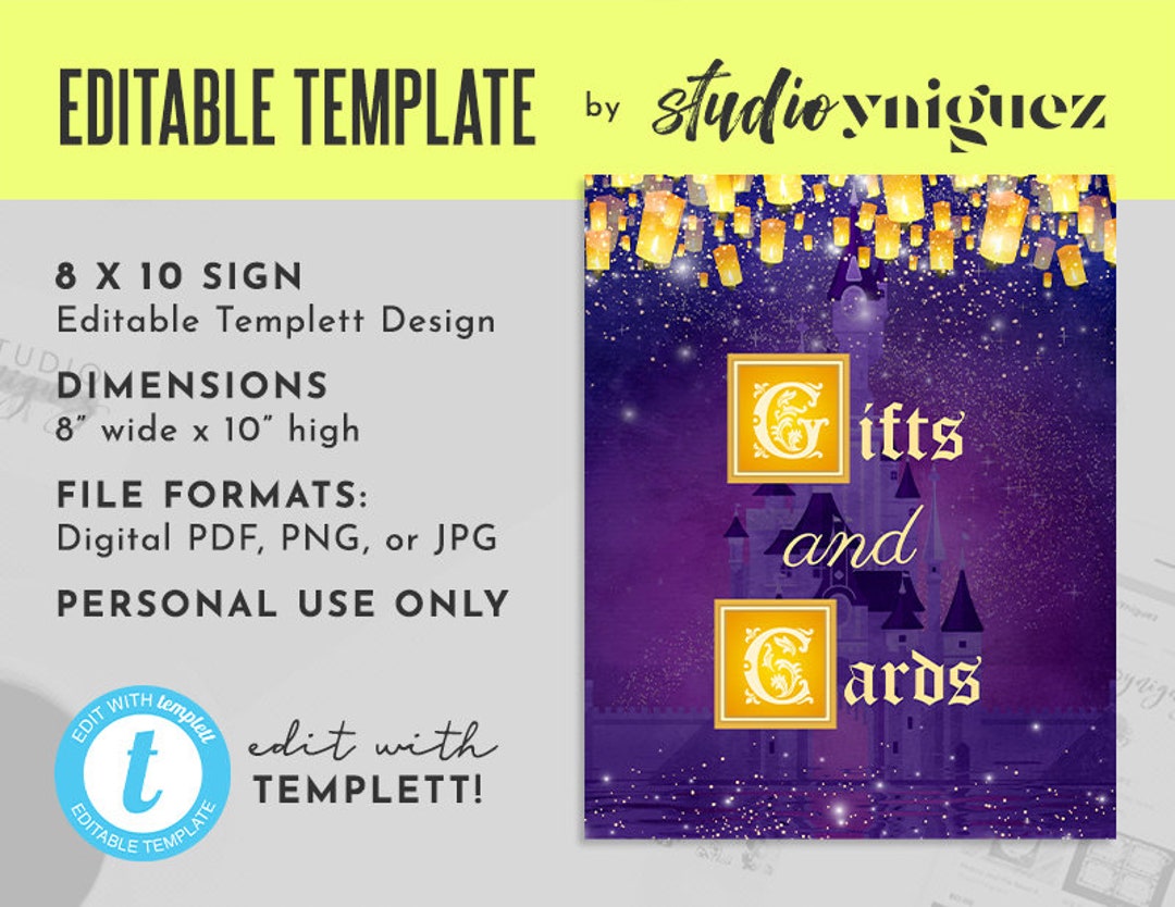 Rapunzel Purple and Gold Fairy Tale Printable 8" X 10" Editable ...