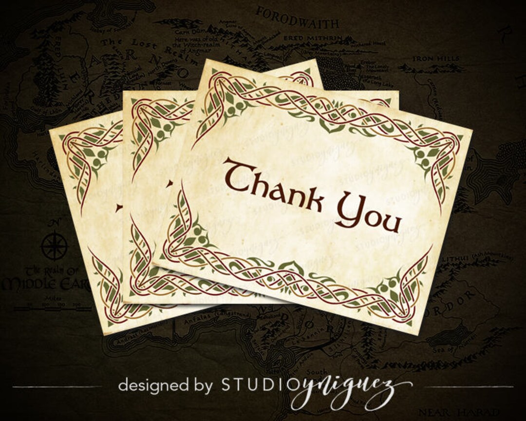 Renfaire Printable Thank You Cards, Medieval Fantasy Printable 5.5 X 4. ...