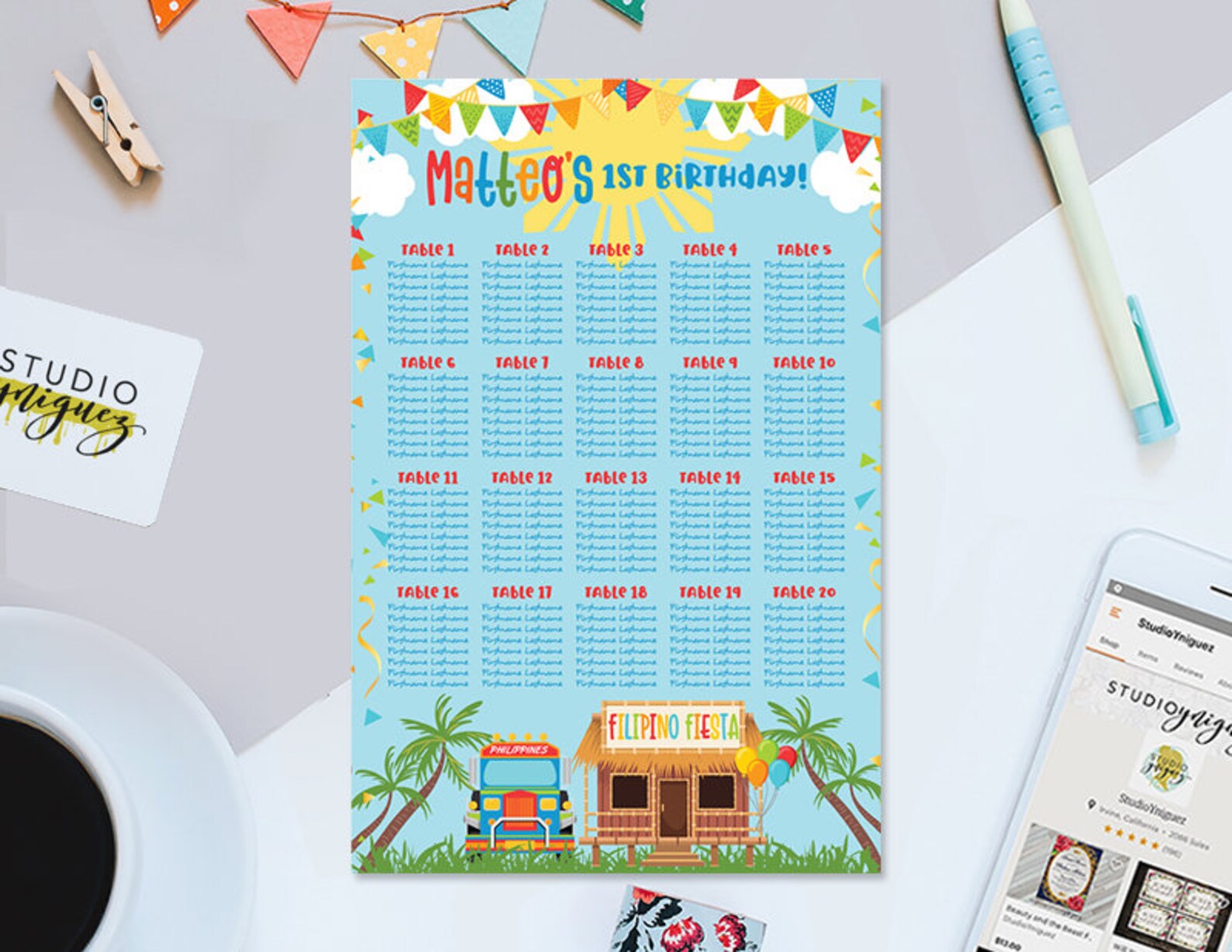 Filipino Fiesta Printable 24 X 36 Seating Chart - Etsy