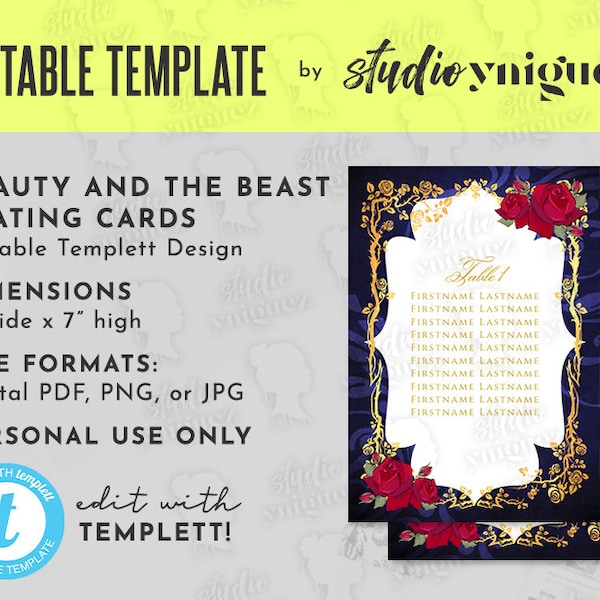 Beauty and the Beast Seating Chart - Etsy