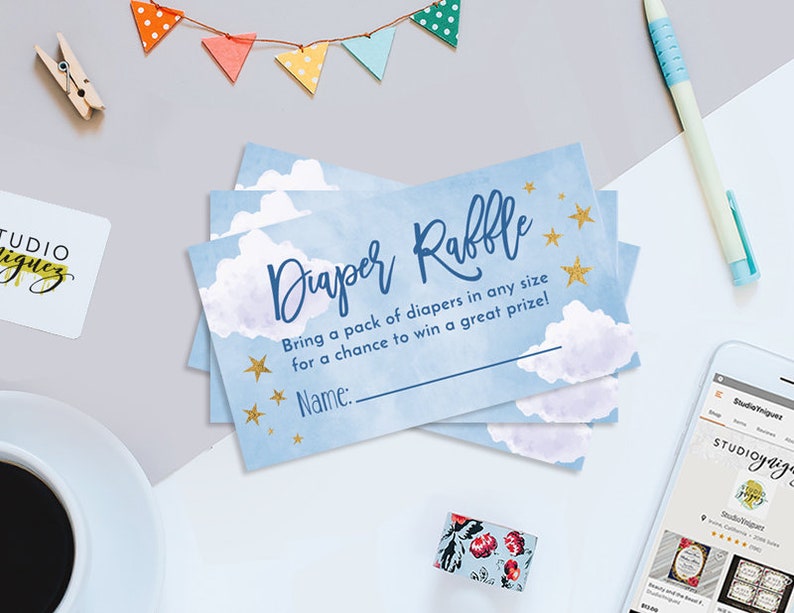 Starry Sky Printable Diaper Raffle Tickets Moon and Stars - Etsy