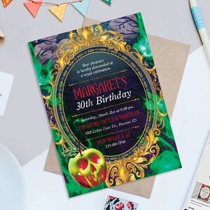 Evil Queen Birthday Printable Invitation, 5 X 7 Custom Evil Queen ...