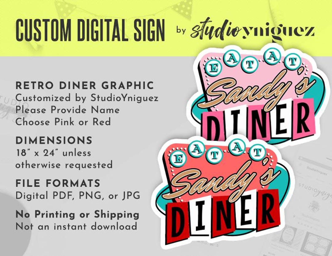 Custom Retro Diner Sign, Personalized Birthday Party Sign, 24" X 18 ...