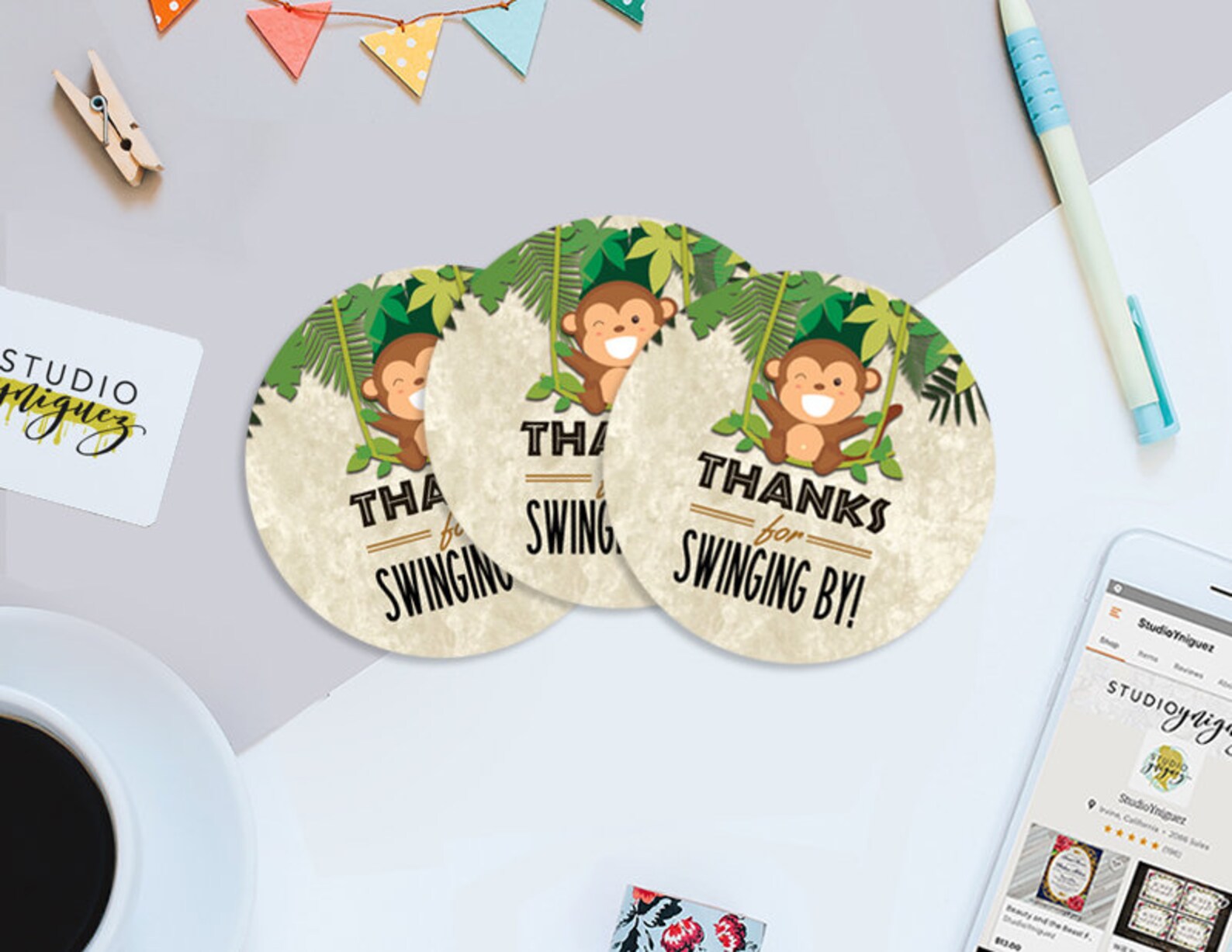 Safari Printable Favor Tags Jungle Safari Favor Tags Monkey | Etsy