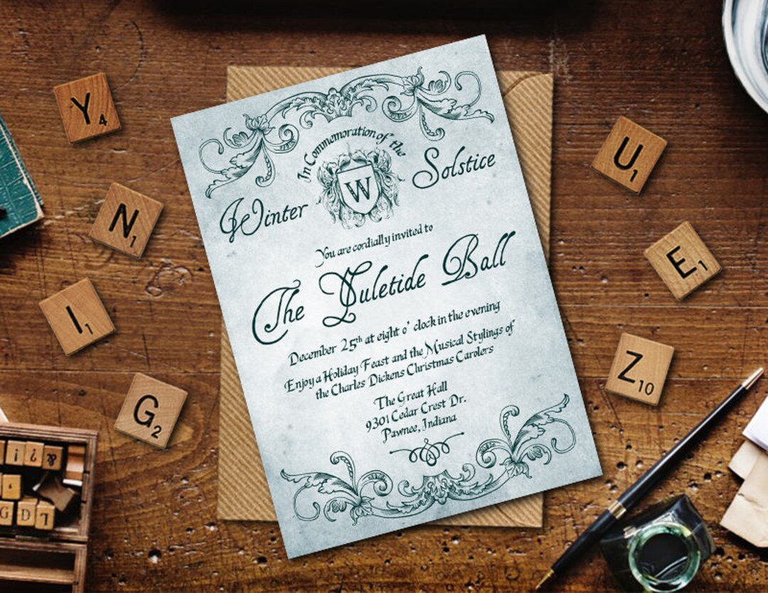 Yule Tide Ball Printable Invitation, Winter Ball Printable 5" X 7 ...