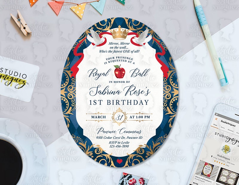 Snow White Oval Mirror With Red Apples Printable 3.75" X 4.75 ...