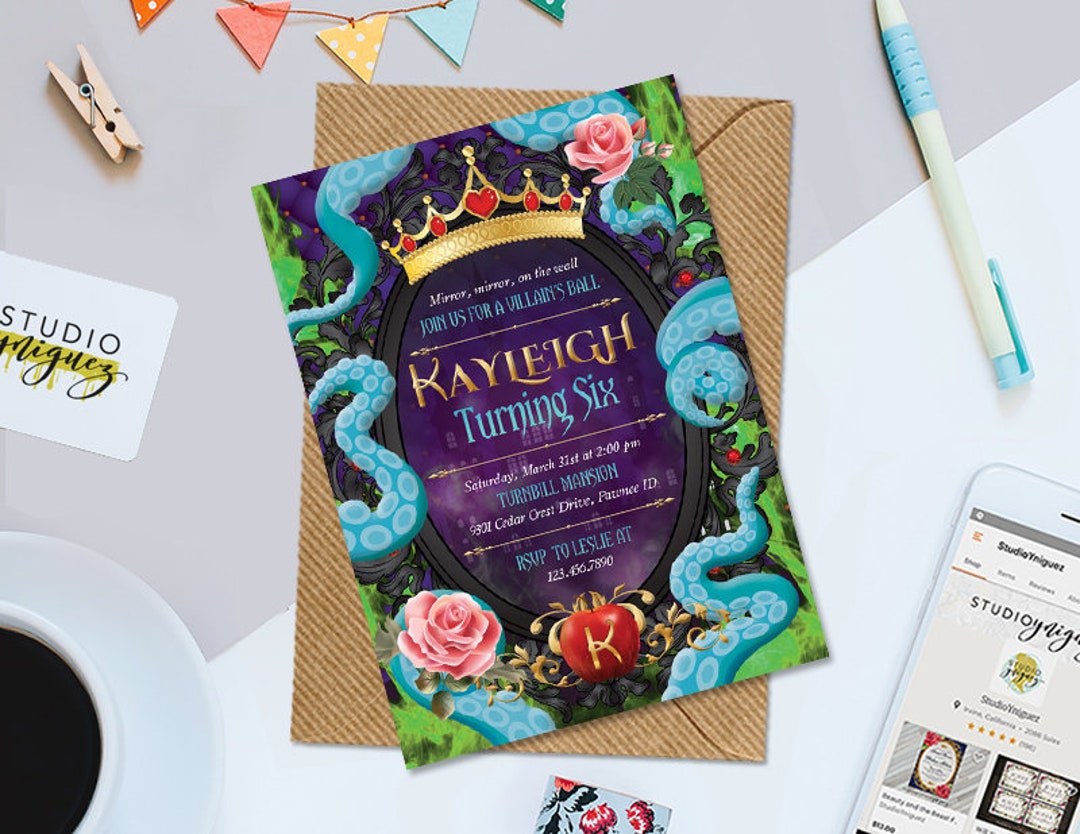 Evil Queen Birthday Printable Invitation, 5" X 7" Custom Evil Queen ...