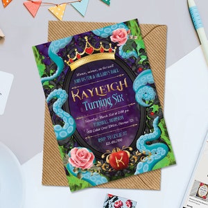 Evil Queen Birthday Printable Invitation, 5" X 7" Custom Evil Queen ...