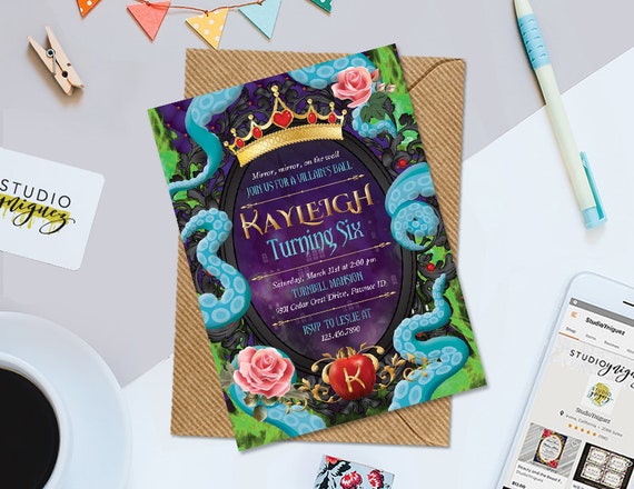 Evil Queen Birthday Printable Invitation 5 X 7 - Etsy