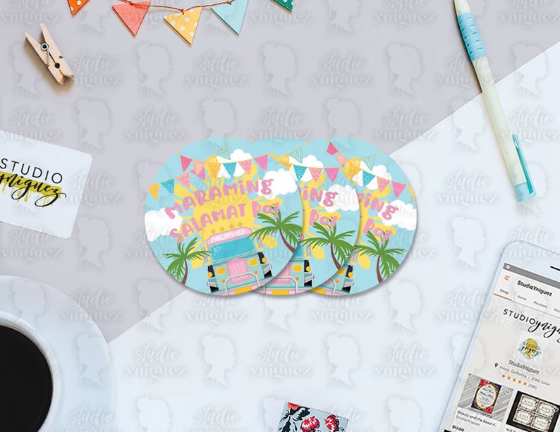 Filipino Fiesta Printable 2 Round Labels Pistahan Favor - Etsy