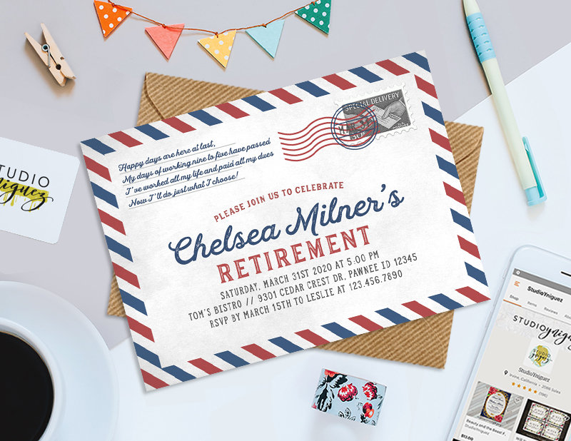 Post Office Retirement Party Printable Invitation, Printable 7 X 5 ...