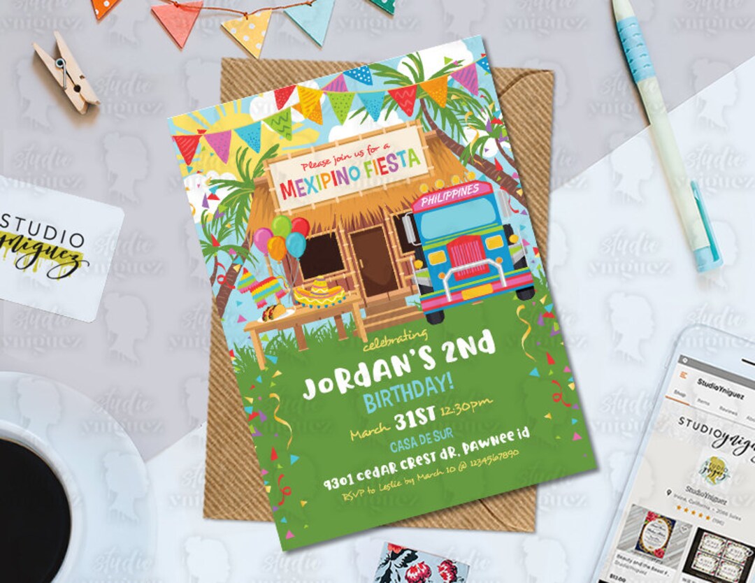 Mexipino Fiesta Printable Invitation, Mexican and Filipino Invitation ...