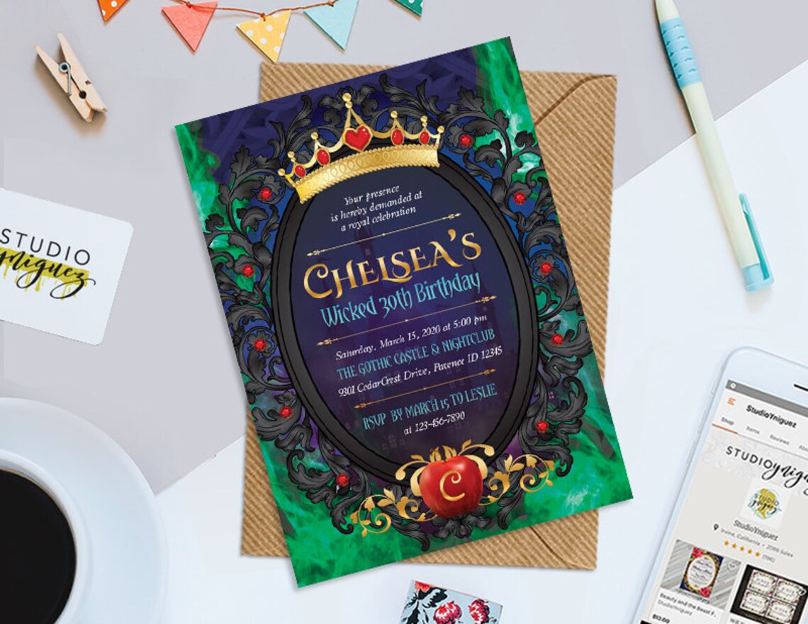 Evil Queen Birthday Printable Invitation 5 X 7 | Etsy