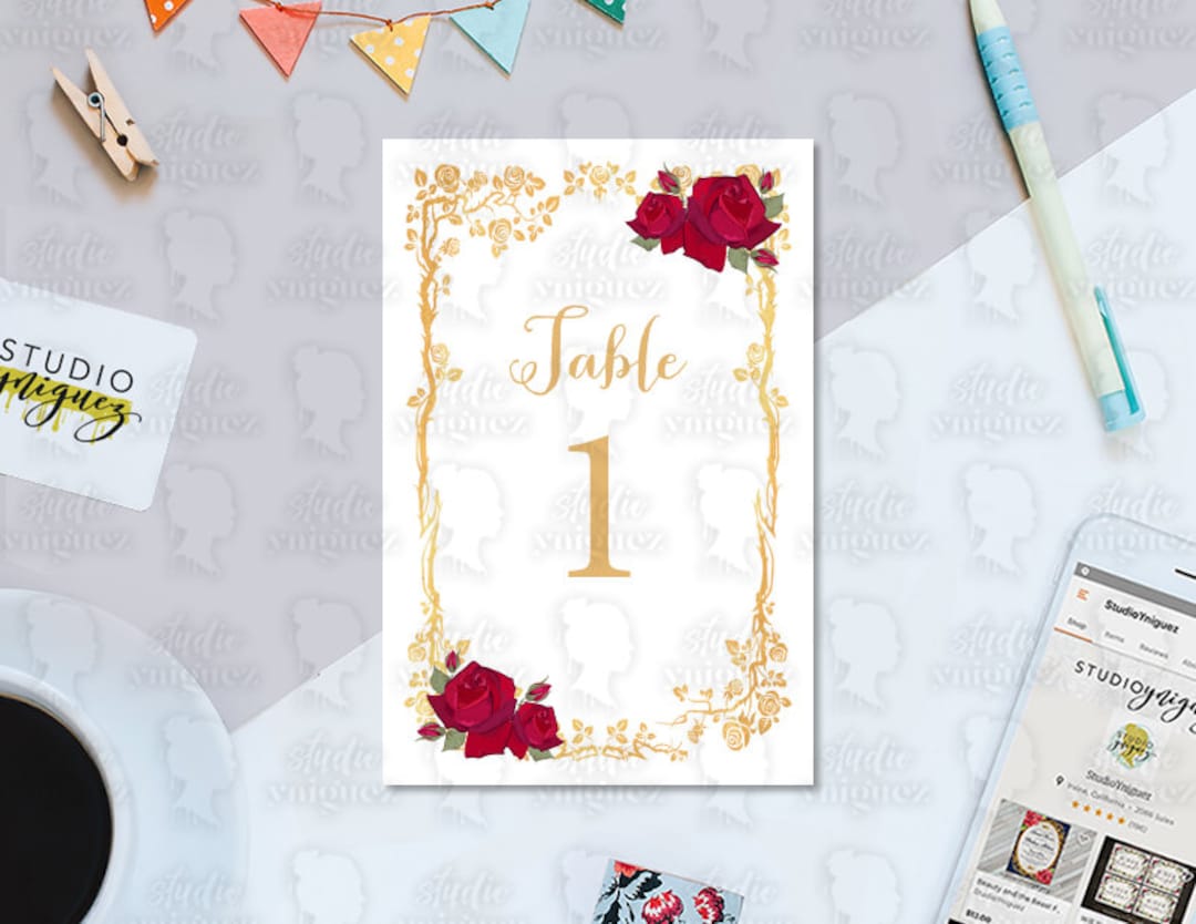 Beauty and the Beast Fairy Tale Printable 5" X 7" and 4" X 6" Table ...