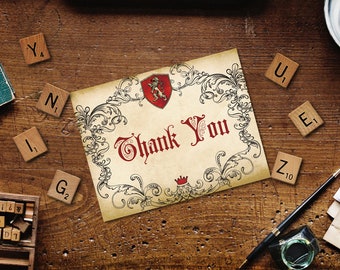 Renfaire Printable Thank You Cards Medieval Fantasy Printable | Etsy