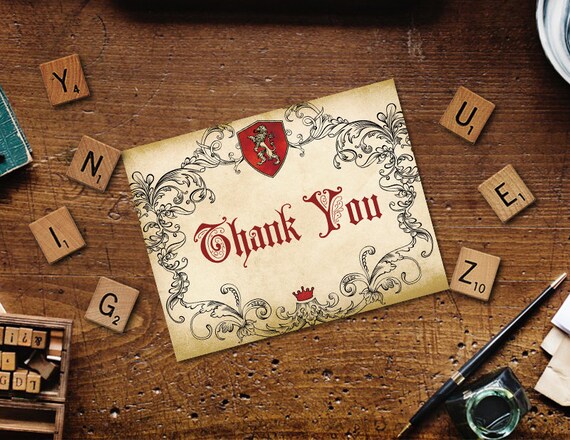 Renfaire Printable Thank You Cards Medieval Fantasy Printable | Etsy