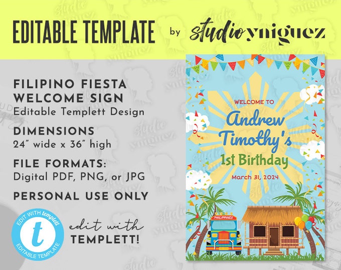 Filipino Event Welcome Sign, Filipino Fiesta, Filipino Buffet Sign ...