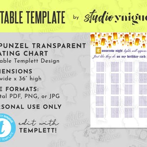 Rapunzel Princess Fairy Tale Printable 24" X 36" Editable Seating Chart ...
