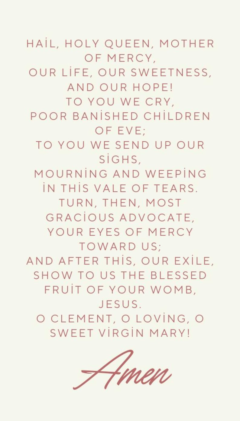 Hail Holy Queen Prayer Card - Etsy