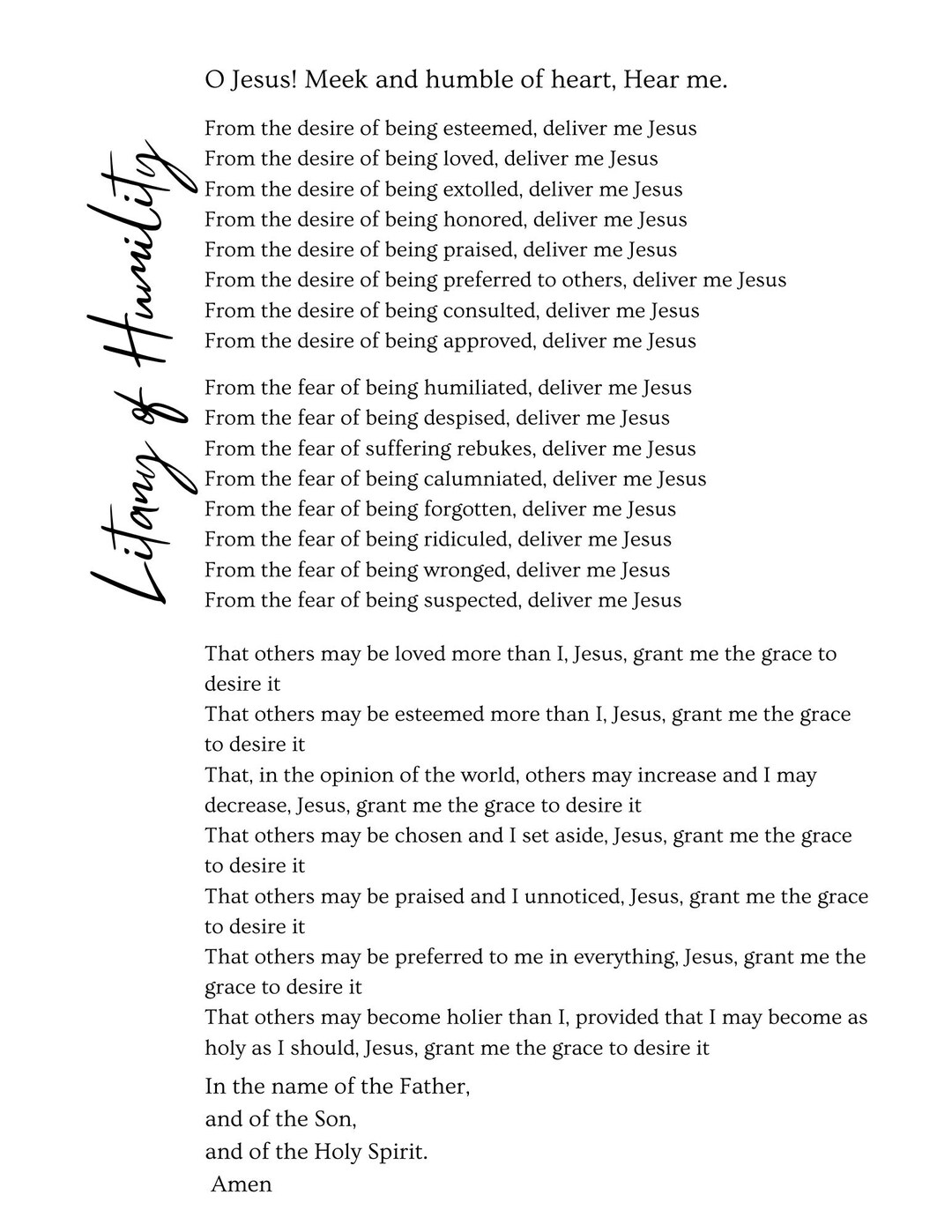 Litany of Humility Print - Etsy