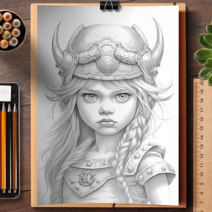 45 Viking Princesses Digital Coloring Book, Cute Viking Girls Coloring ...