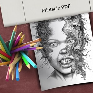 32 Creepy Digital Coloring Book, Zombie Man Coloring Pages, Zombie ...