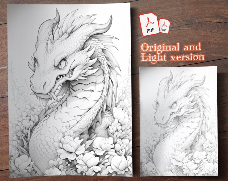 50 Dragonling Magic Digital Coloring Book, Cute Baby Dragons Coloring ...