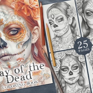 25 Day of the Dead Girls Coloring Book, Sugar Skull Girl Coloring Page ...