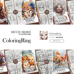 80 Cute Animals in Jar Digital Coloring Book, Kawaii Animals in Glass ...