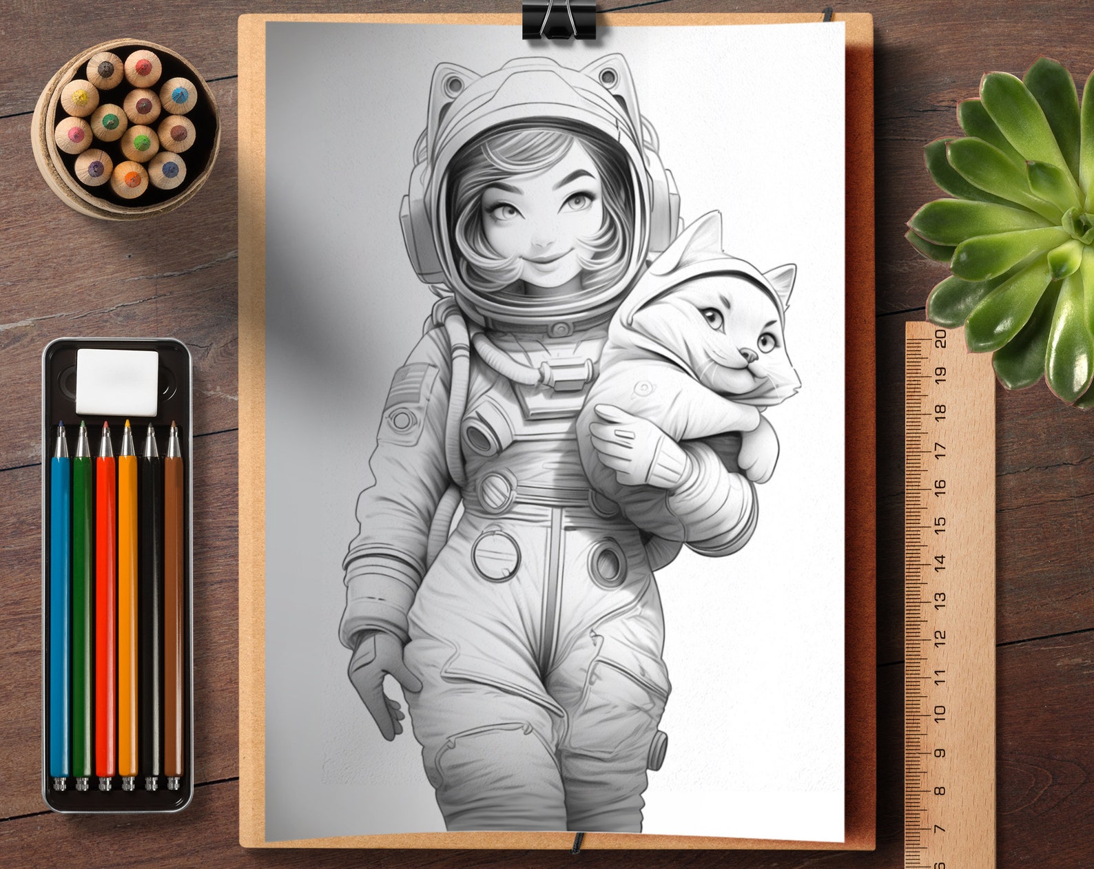 37 Astronaut Girls Digital Coloring Book, Cute Cosmonaut Coloring Pages ...