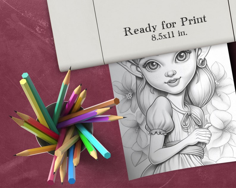 24 Fairy Elves Coloring Pages, Elf Girls Coloring Book, Coloring Sheet ...