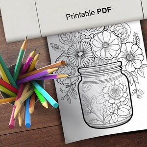 44 Time Capsule Digital Coloring Book, Beautiful Life in Glass Jar ...
