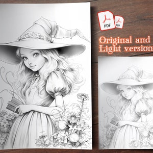 34 Witchy Land Digital Coloring Book, Witches Girl Coloring Pages, Cute ...