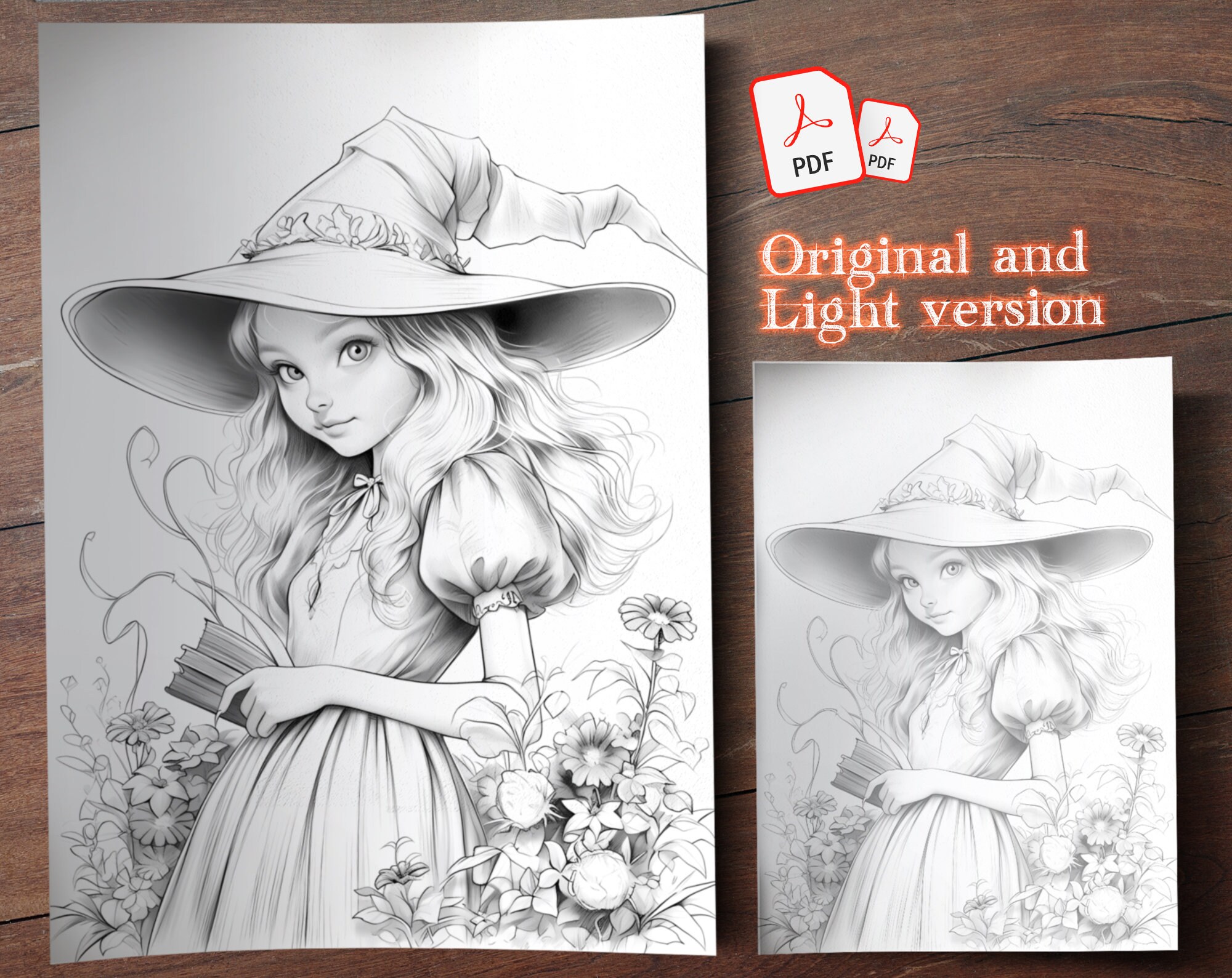 34 Witchy Land Digital Coloring Book, Witches Girl Coloring Pages, Cute ...