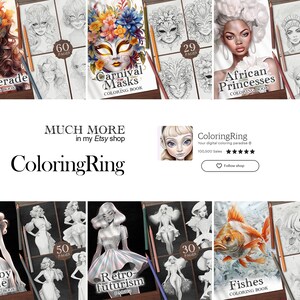 56 African Princesses Digital Coloring Book, Afro Girls Colouring Sheet ...