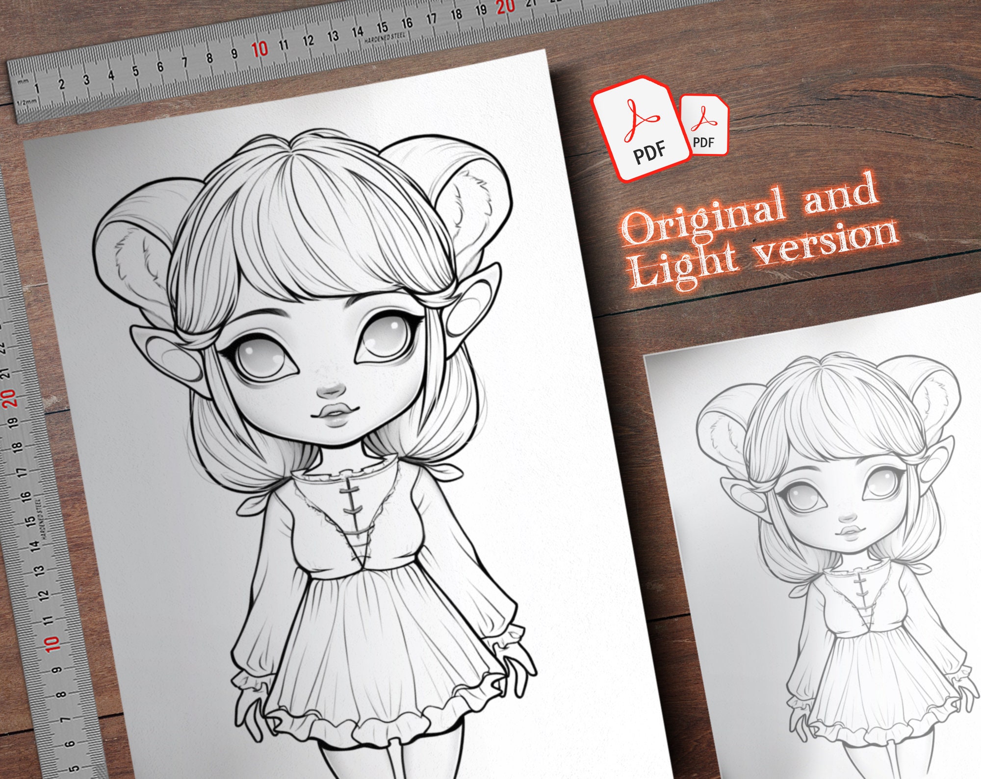 60 Chibi Girls Digital Coloring Book, Chibi Characters Coloring Pages ...