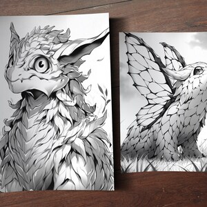 60 Fantastic Creatures Digital Coloring Book, Monster Coloring Page ...