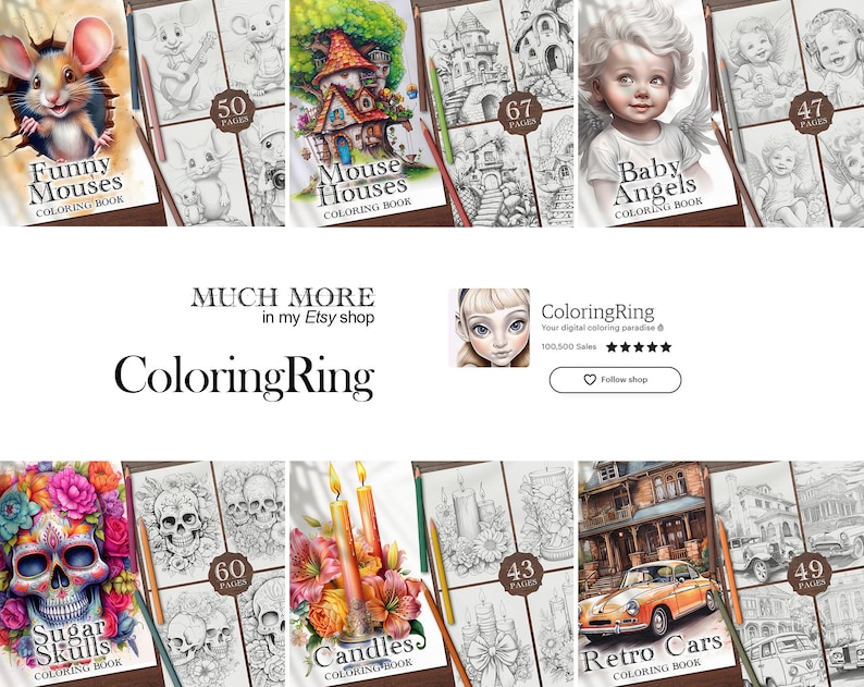 67 Mouse Houses Digital Coloring Book, Fairy House Coloring Page ...