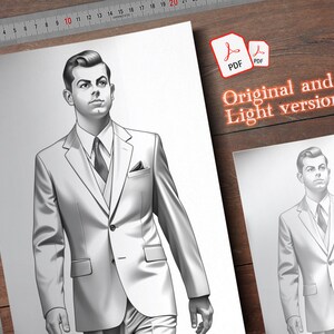 66 Men in Suits Digital Coloring Book, Man Fashion Coloring Pages, Male ...