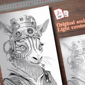 59 Steampunk Animals Digital Coloring Book, Steampunk Style Baby ...