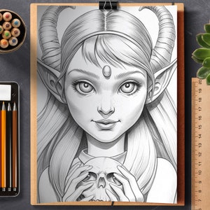 9 Evil Elves Coloring Book, Dark Elves With Horns Coloring Pages ...