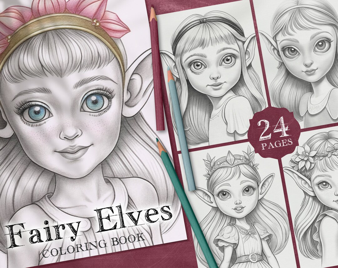24 Fairy Elves Coloring Pages, Elf Girls Coloring Book, Coloring Sheet ...