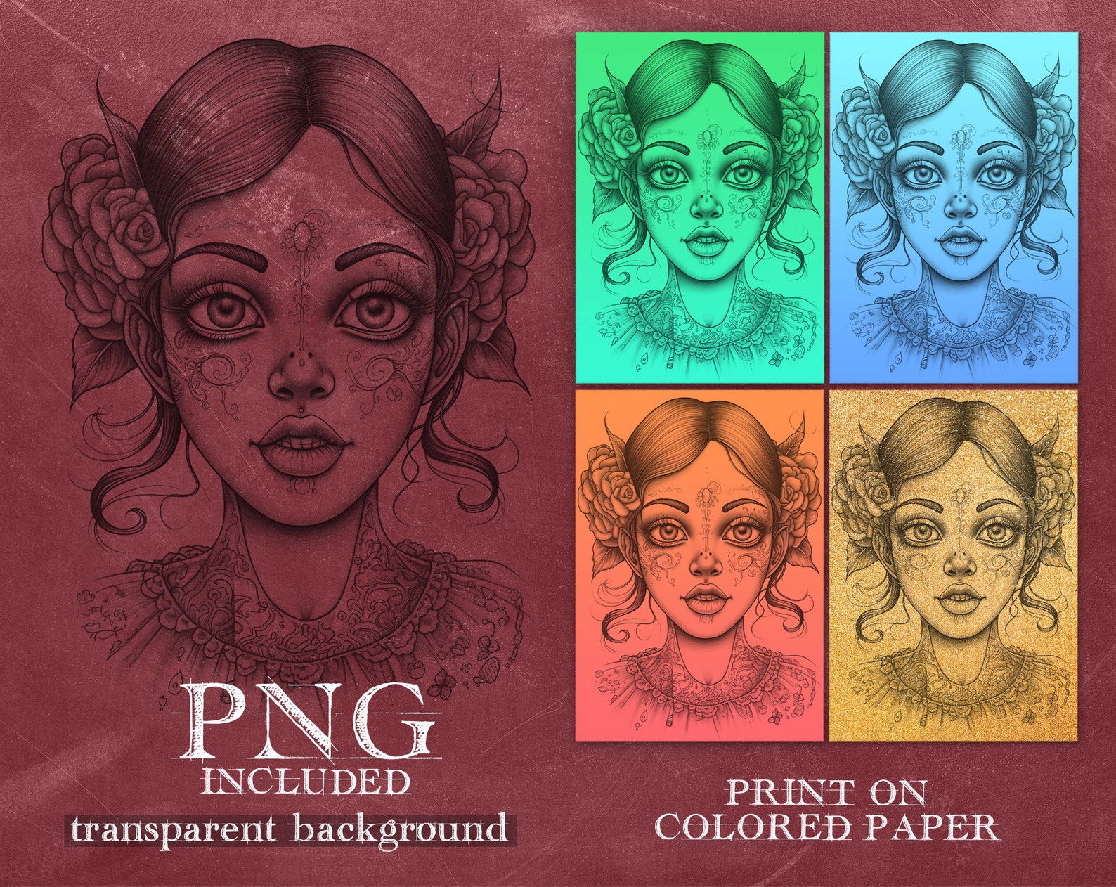 36 Lowbrow Girls Coloring Book, Surreal Girl Coloring Page PDF, Lowbrow ...