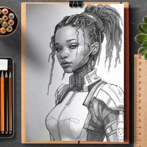 61 Cyberpunk Afro Women Digital Coloring Book, Cyberpunk Afro Girls ...