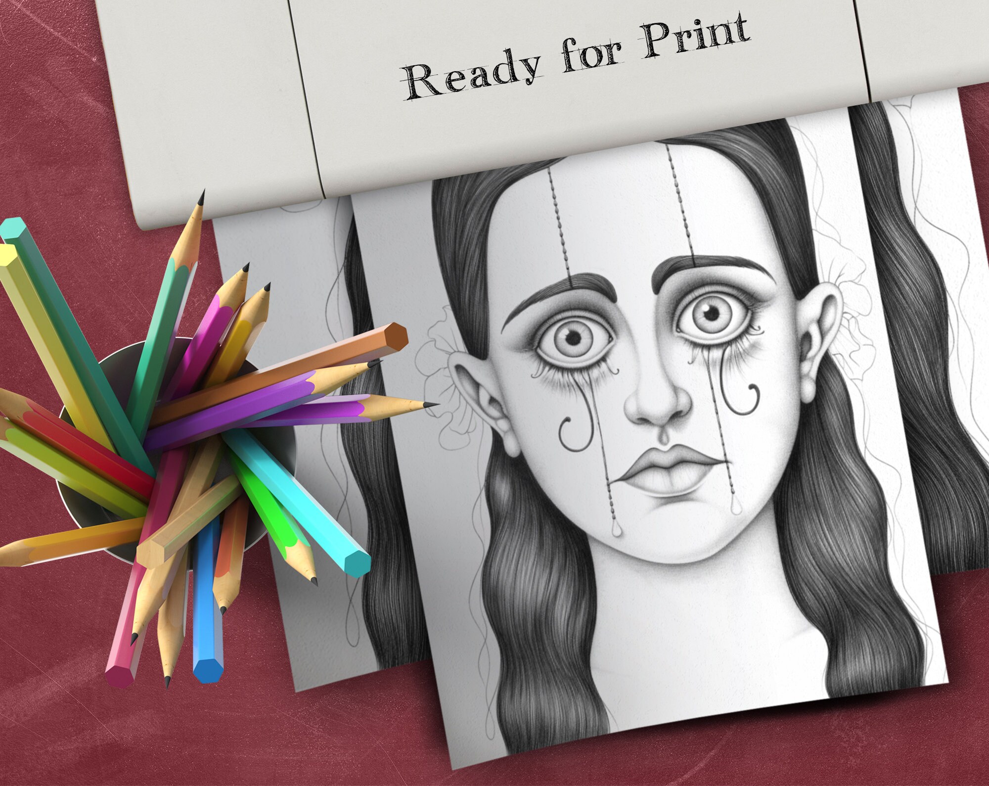 36 Lowbrow Girls Coloring Book, Surreal Girl Coloring Page PDF, Lowbrow ...