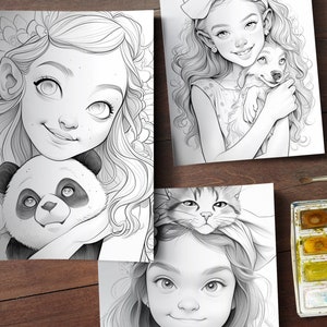 35 Best Friends - Animals Digital Coloring Book, Fantasy Cute Beautiful ...